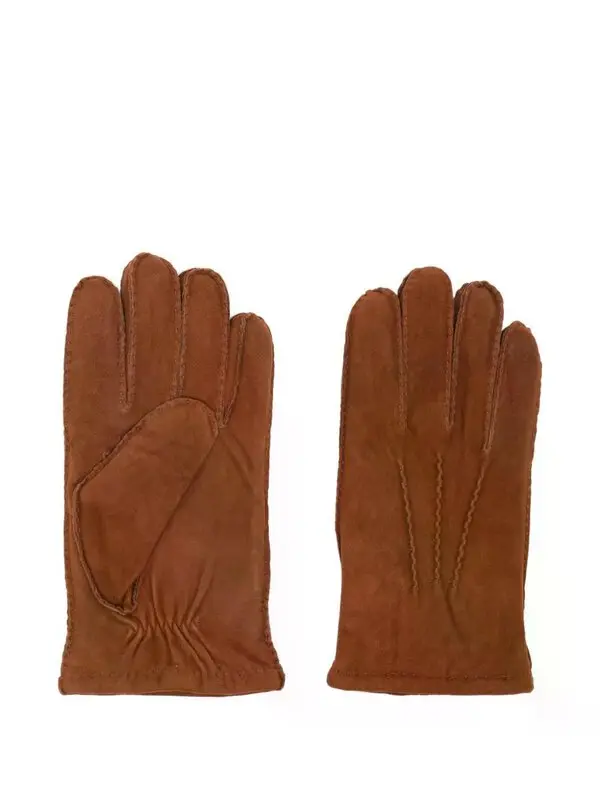N.peal Leather Gloves - Brown