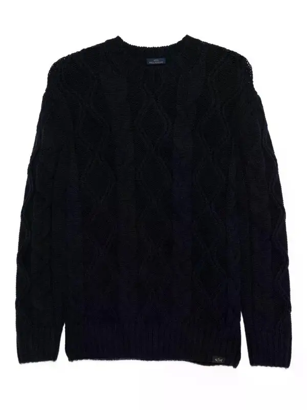 Paul & Shark Merino Wool Cable Knit Sweater - Black