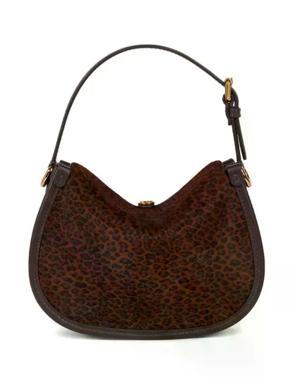 Etro Small Leather Pony Bag With Animal Print - Brown