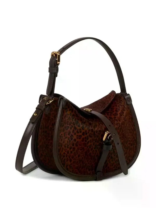 Etro Small Leather Pony Bag With Animal Print - Brown