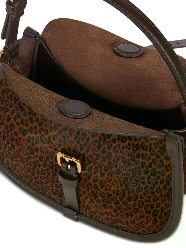 Etro Small Leather Pony Bag With Animal Print - Brown