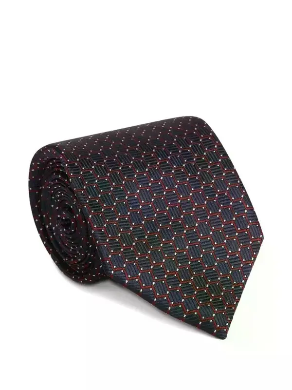 Zegna Geometric-pattern Pointed Tip Tie - Red