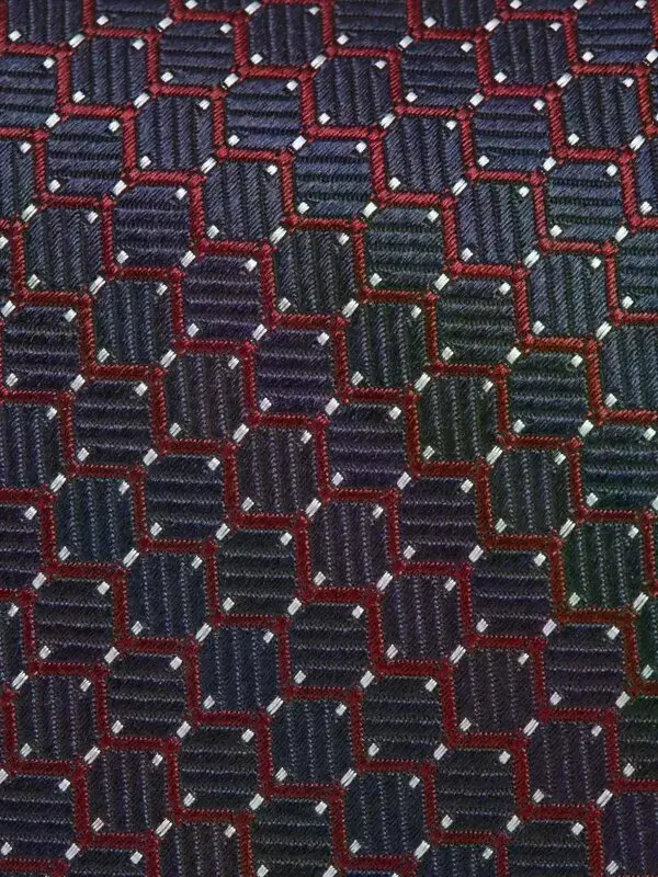 Zegna Geometric-pattern Pointed Tip Tie - Red