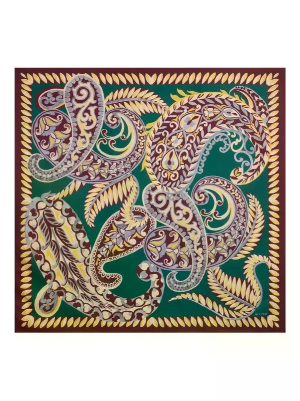 Etro Paisley Floral Silk Scarf - Red