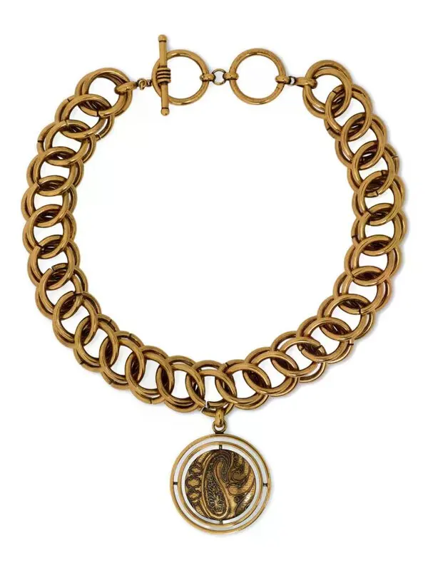 Etro Paisley Button Chain Necklace - Gold