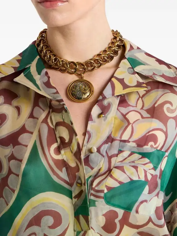 Etro Paisley Button Chain Necklace