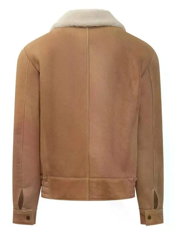 SALVATORE SANTORO Shearling Collar Leather Jacket
