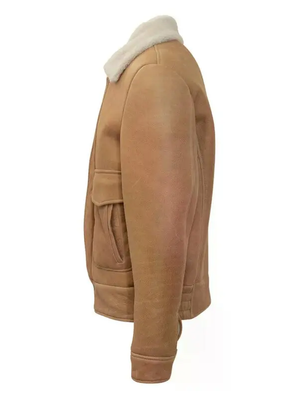 SALVATORE SANTORO Shearling Collar Leather Jacket