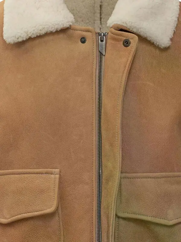 SALVATORE SANTORO Shearling Collar Leather Jacket