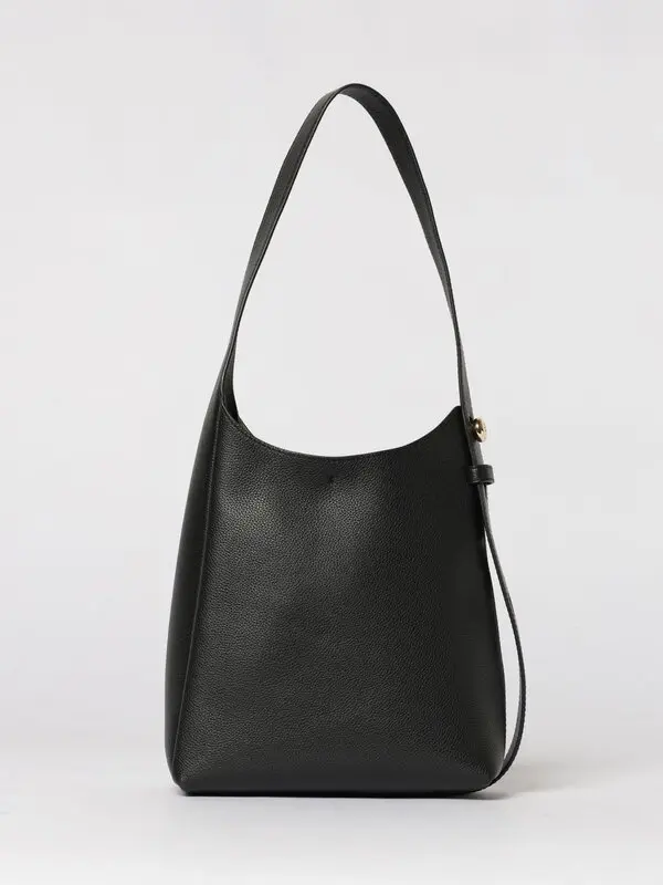 Tory Burch Romy Grained Leather Hobo Bag With Engraved Double T Logo - Black