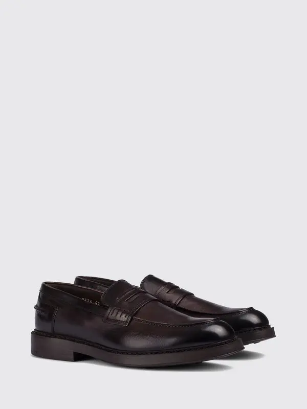 DOUCAL'S Penny Loafers In Smooth Calfskin Leather With Rubber Sole - Crimson