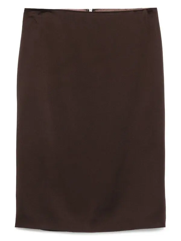 TOM FORD Satin Midi Skirt - Brown