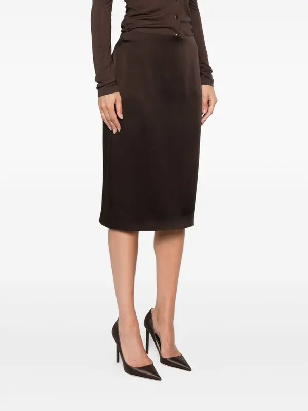 TOM FORD Satin Midi Skirt - Brown