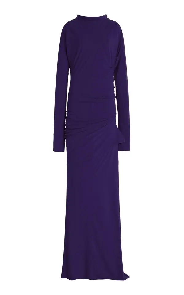 COLLEEN ALLEN Twist Gathered Maxi Dress - Purple