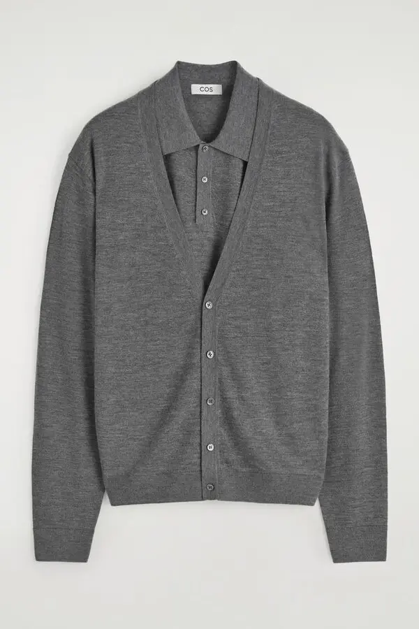 Cos Layered Fine Cashmere Polo Cardigan