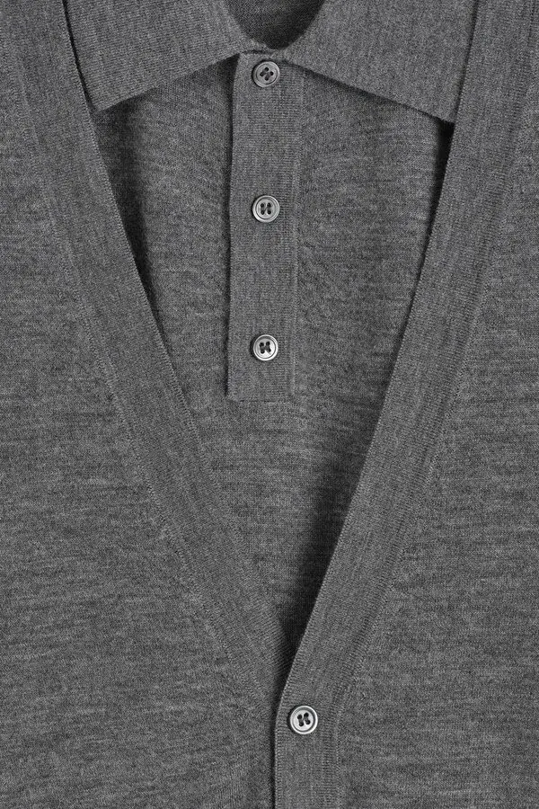 Cos Layered Fine Cashmere Polo Cardigan
