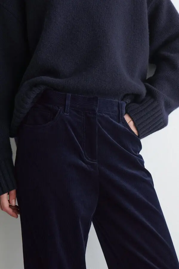 Cos Corduroy Straight-leg Trousers - Navy