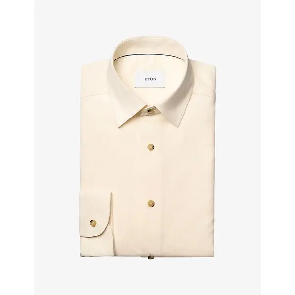 Eton Solid Corduroy Casual-fit Cotton Shirt - White
