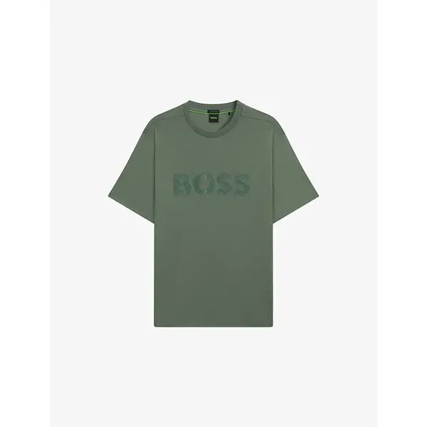 BOSS Logo-print Short-sleeve Cotton T-shirt - Open Green