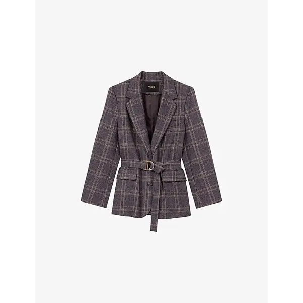 Maje Belted Check Blazer