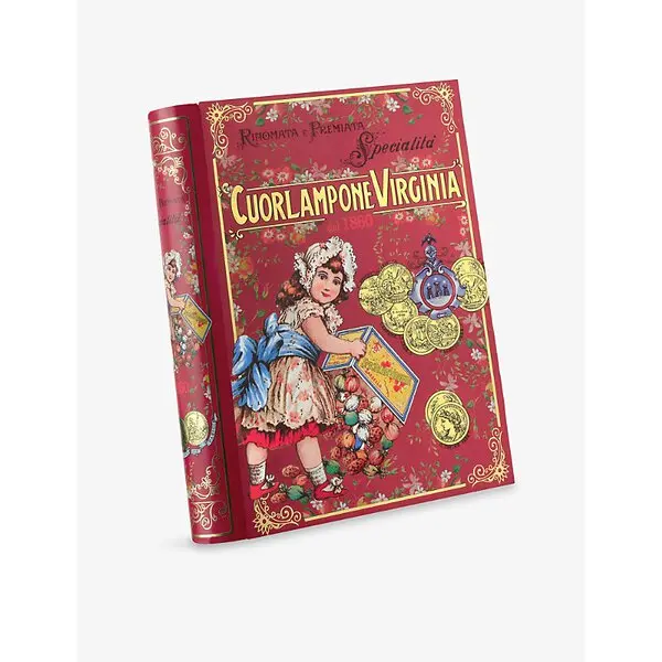 VIRGINIA Cuorlampone Raspberry Filled Fine Cocoa Covered Biscuit Book Tin 110g - One-color