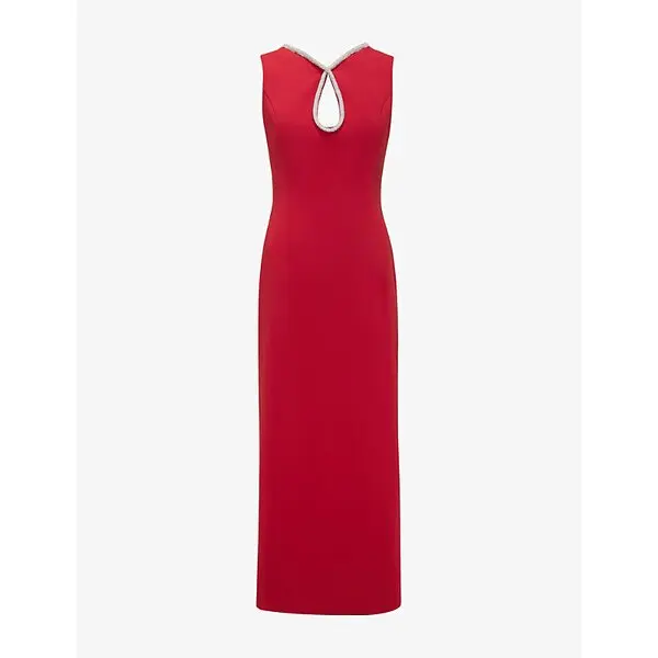 open lace back dress Phase Eight Red Floral Print Maxi Dress UK 10