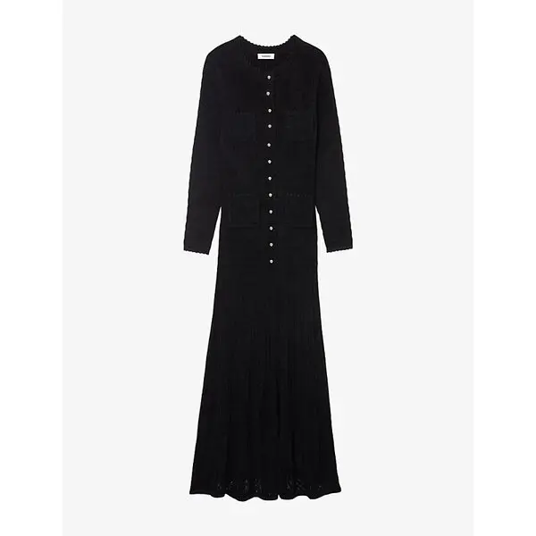 Sandro Round-neck Button-down Maxi Dress