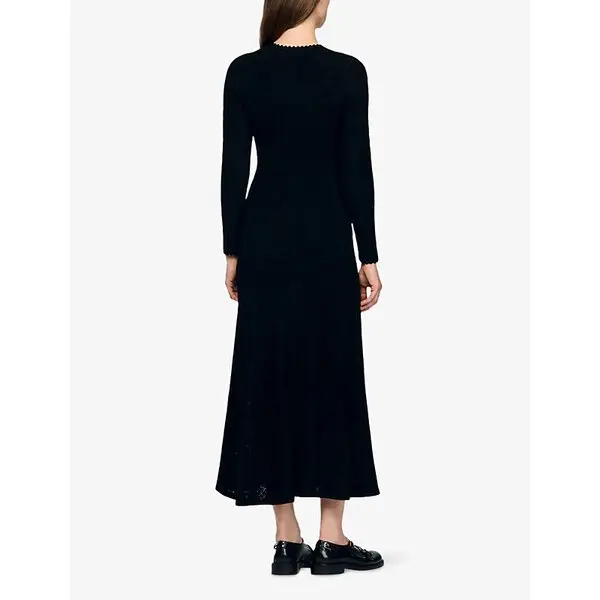 Sandro Round-neck Button-down Maxi Dress