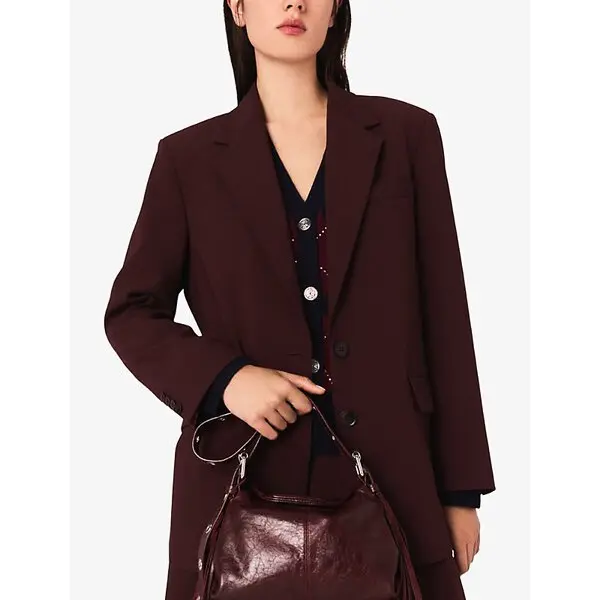 Maje Belted Single-breasted Stretch Wool-blend Blazer