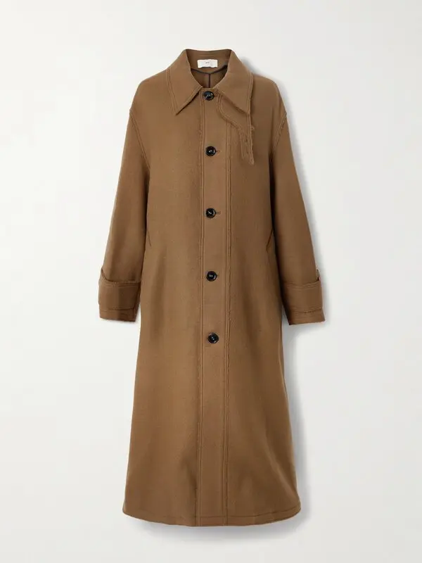 AMI Paris Belted Wool-gabardine Coat