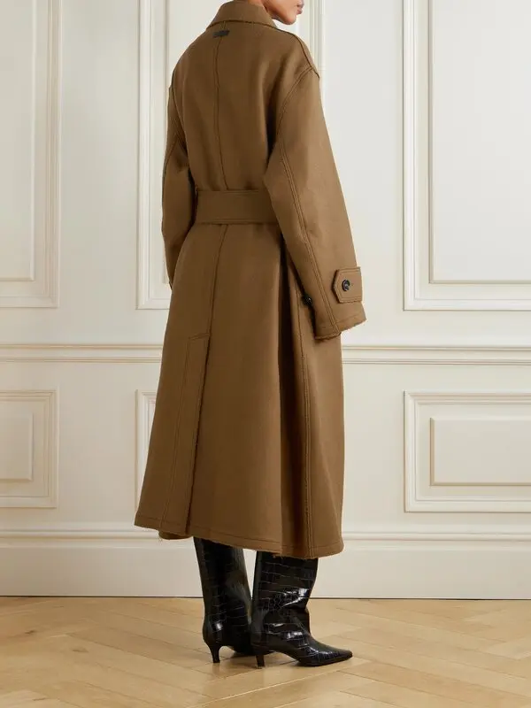 AMI Paris Belted Wool-gabardine Coat