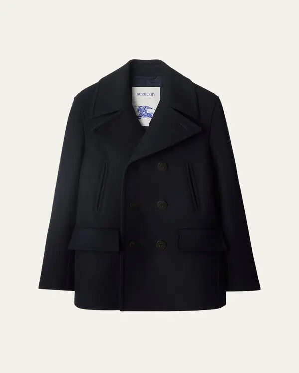 Burberry Wool Check-undercollar Pea Coat
