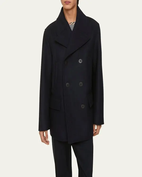Burberry Wool Check-undercollar Pea Coat