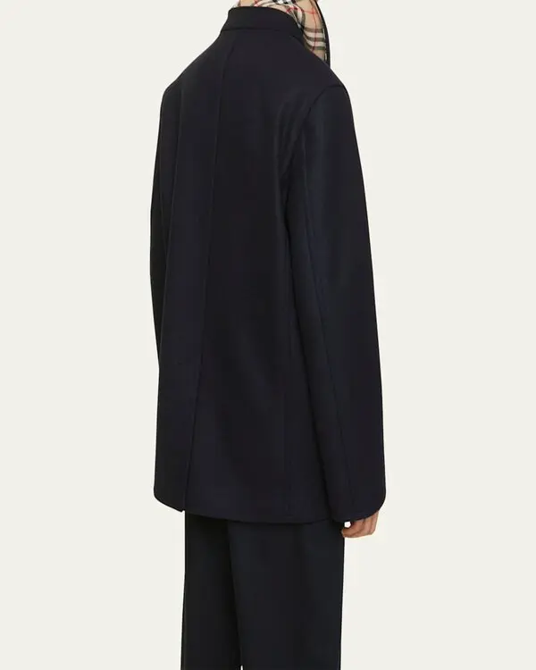 Burberry Wool Check-undercollar Pea Coat