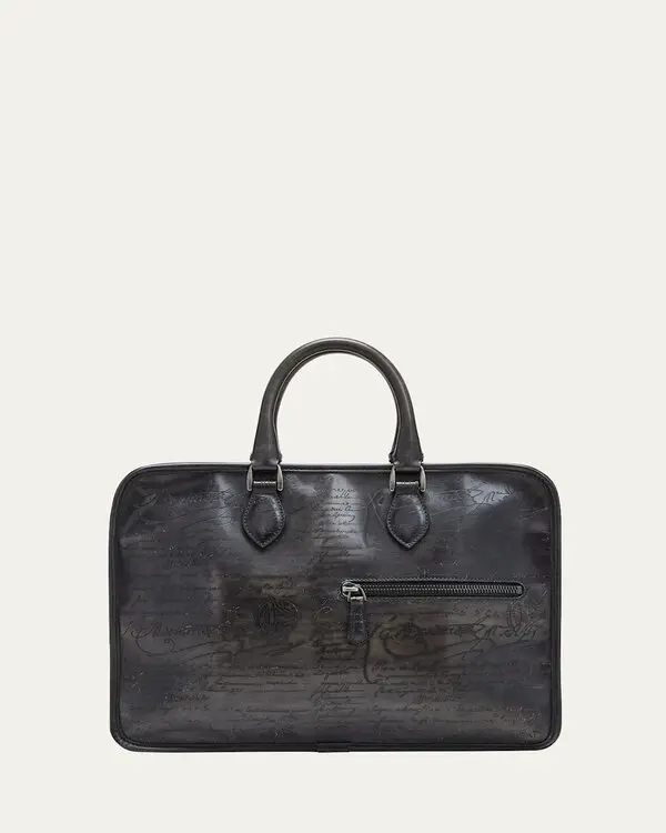 Berluti Un Jour Venezia Scritto Leather Briefcase - Black