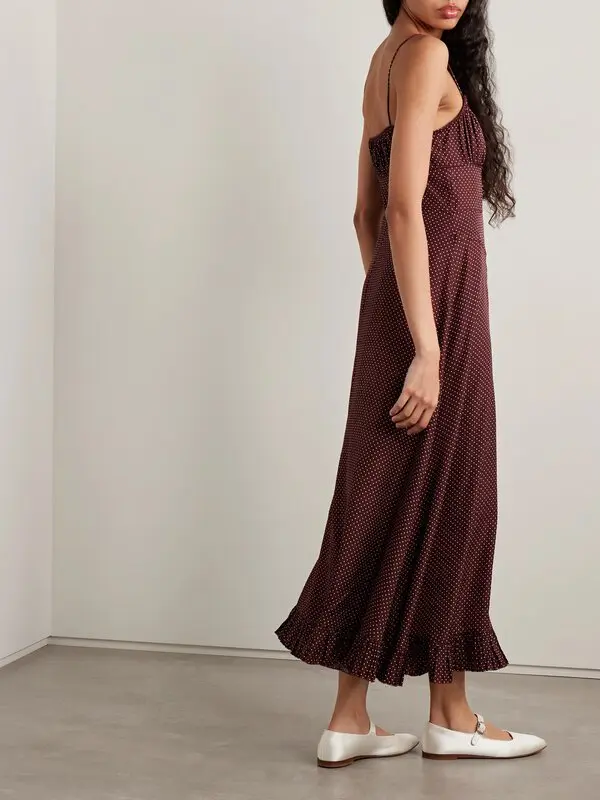 burgundy polka dot dress Alenor Dress - Burgundy With Polka Dots main image 1