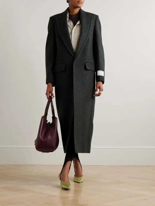 Victoria Beckham Mélange Wool Coat - Dark Green
