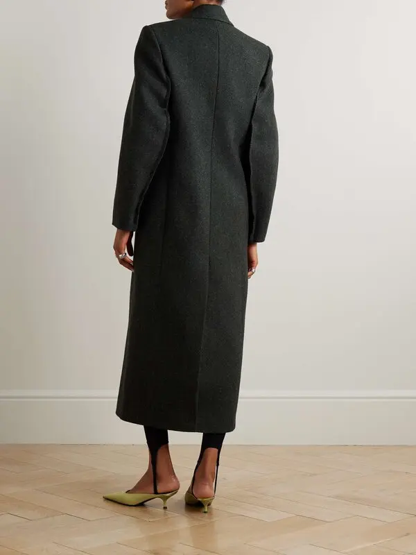 Victoria Beckham Mélange Wool Coat - Dark Green