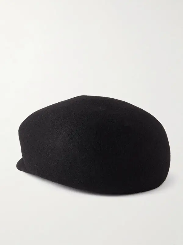 GIGI BURRIS MILLINERY Laurel Wool-felt Flat Cap - Black