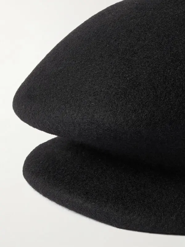 GIGI BURRIS MILLINERY Laurel Wool-felt Flat Cap - Black