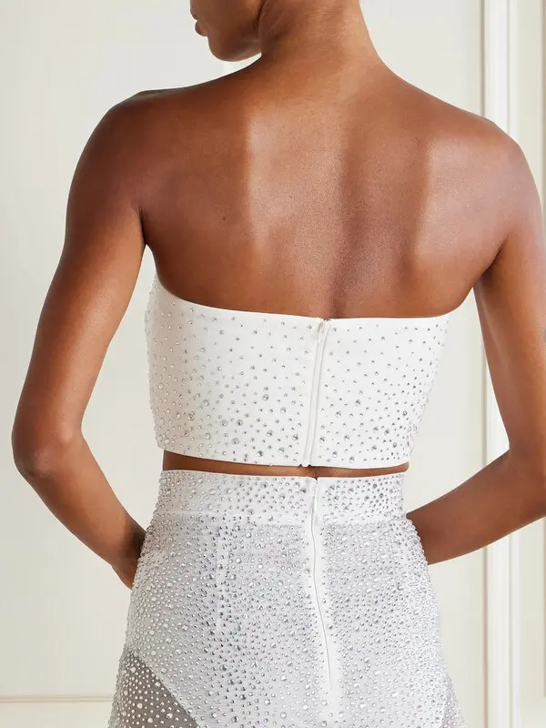 Alex Perry Cropped Strapless Crystal-embellished Top