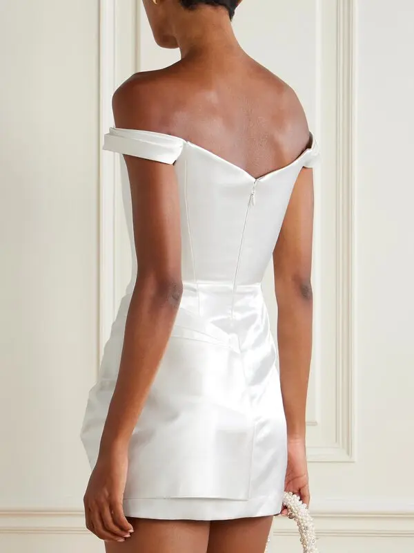 Alex Perry Draped Cotton and Silk-Blend Mini Dress - White