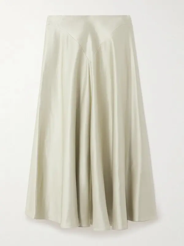 Altuzarra Ames Pleated Satin Maxi Skirt - Neutrals