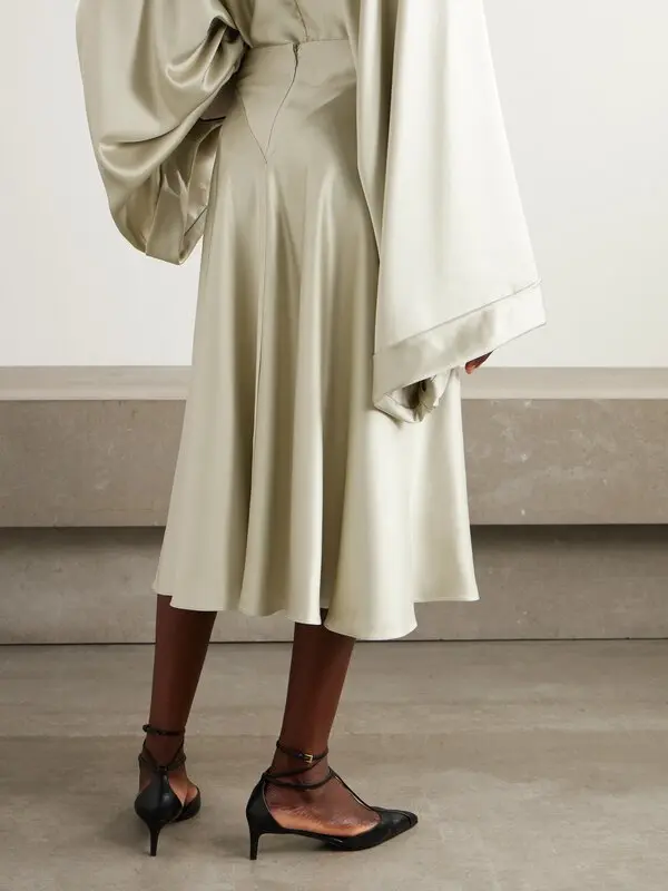 Altuzarra Ames Pleated Satin Maxi Skirt - Neutrals