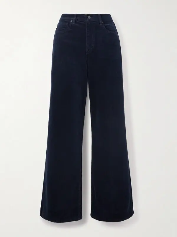 FRAME Le Slim Palazzo Cotton-blend Wide-leg Pants - Blue