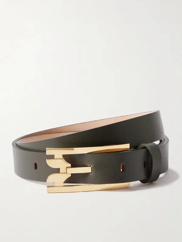 Victoria Beckham Leather Belt With Logo Buckle - Green