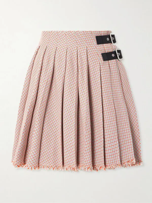 JIL SANDER Belted Pleated Checked Mini Skirt - Multi