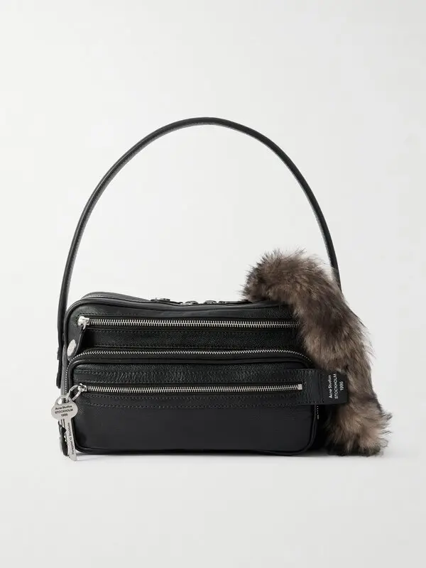 Acne Studios Small Shearling-trimmed Leather Shoulder Bag