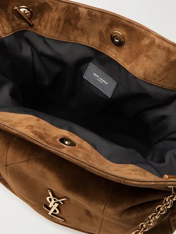 Saint Laurent Jamie Shopping Appliquéd Quilted Suede Shoulder Bag