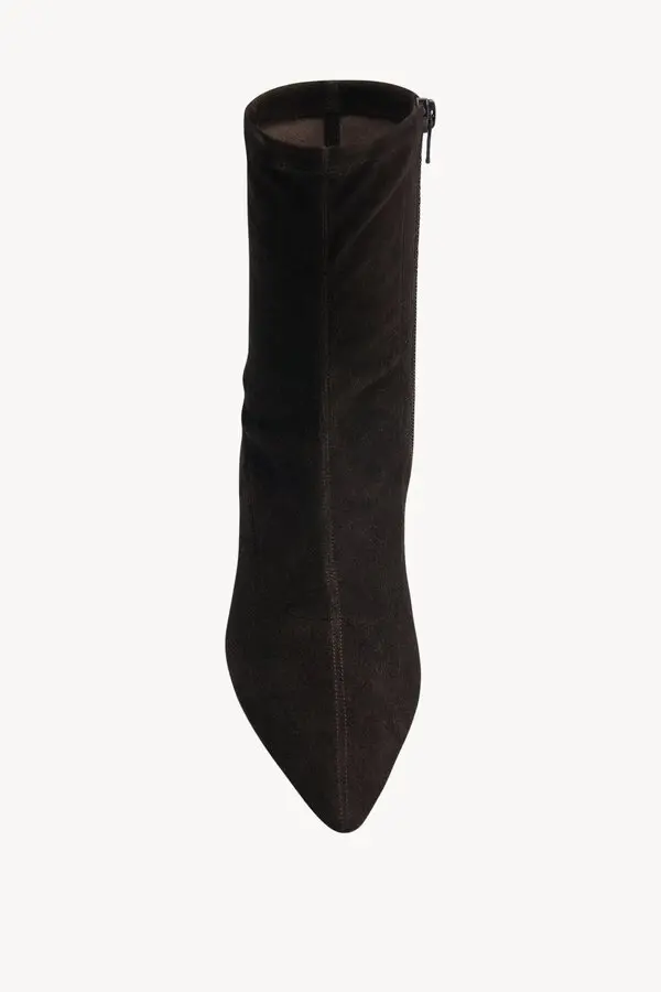 THE ROW Liisa Kitten Bootie In Suede - Lacquer Brown